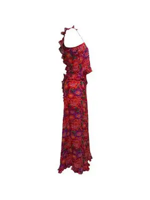 Paloma Blue Multicolor Floral Print Ruffled Skirt Set