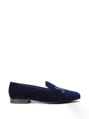 Ralph Lauren Purple Label Alonzo Bullion-embroidered Velvet Loafers - Blue