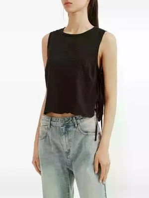 B+AB Floral Embroidered Scalloped Hem Sleeveless Blouse
