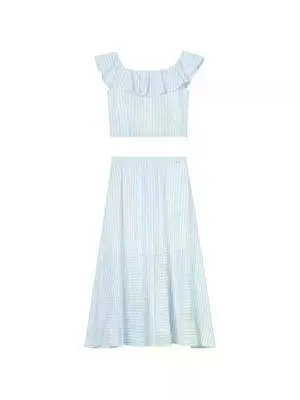 TOUT A COUP Striped Ruffled Jumpsuit