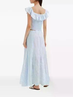 TOUT A COUP Striped Ruffled Jumpsuit