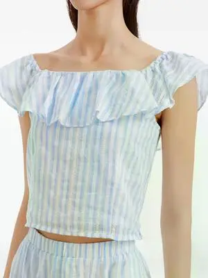 TOUT A COUP Striped Ruffled Jumpsuit