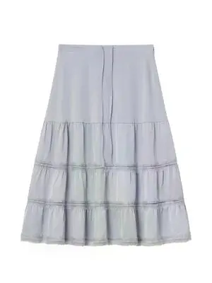 B+AB Lace-trim Tiered Midi Skirt - Blue