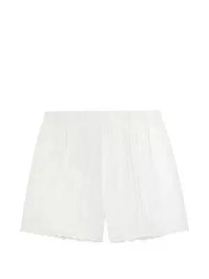 TOUT A COUP Pleated Broderie Anglaise Trim Shorts - White