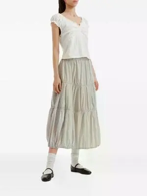 TOUT A COUP Ruched Button-up Top - White