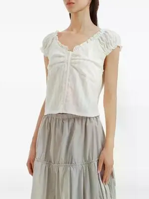 TOUT A COUP Ruched Button-up Top