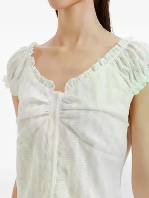 TOUT A COUP Ruched Button-up Top