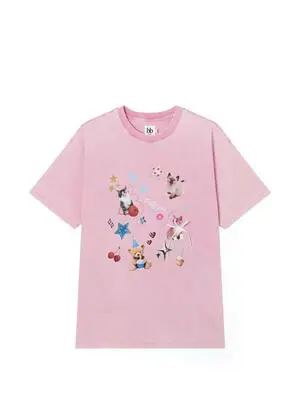 B+AB Graphic Print Bow Detail T-shirt - Pink