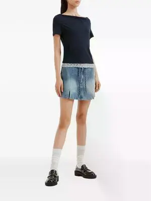 B+AB Lace-trimmed Cowl Neck T-shirt