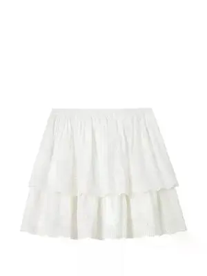 TOUT A COUP Broderie Anglaise Tiered Skirt - White