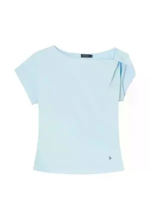 TOUT A COUP Asymmetric Twisted-shoulder T-shirt - Blue