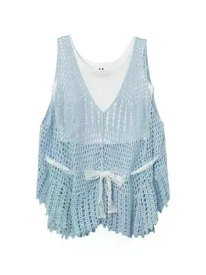 B+AB Crochet-knit Layered Top - Blue