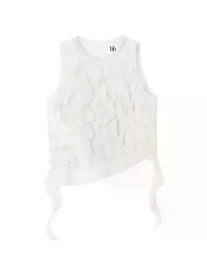 B+AB Ruffled Lace-trim Blouse - White