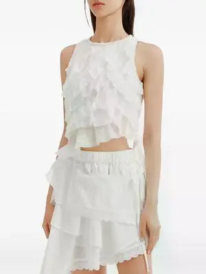B+AB Ruffled Lace-trim Blouse