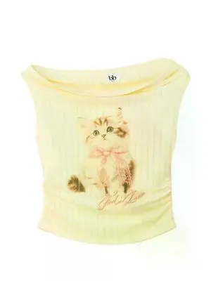 B+AB Graphic-print Ruched T-shirt - Yellow