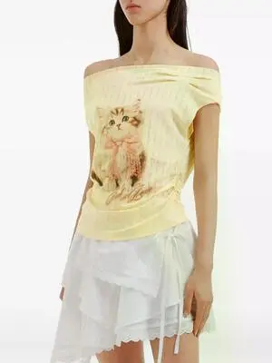 B+AB Graphic-print Ruched T-shirt