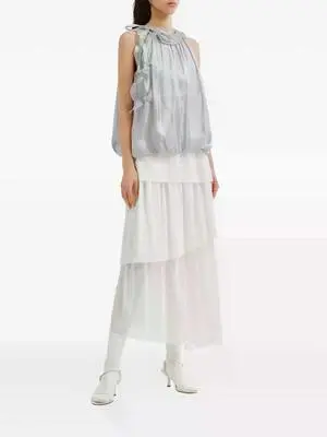 B+AB Ruffle-trimmed Bow Detail Blouse - Grey