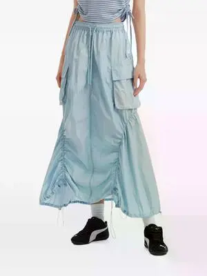 MINI CREAM Cargo Drawstring Maxi Skirt