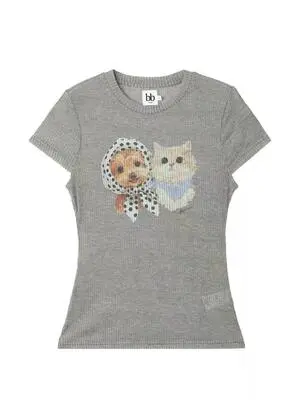 B+AB Ribbed Graphic Print T-shirt