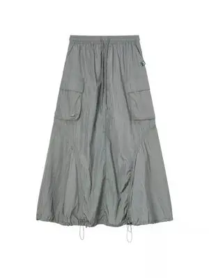 MINI CREAM Drawstring Hem Cargo Maxi Skirt