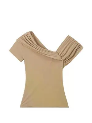 B+AB Ruched Off-shoulder Blouse - Neutrals