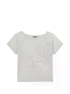 TOUT A COUP Slogan-print Off-shoulder T-shirt