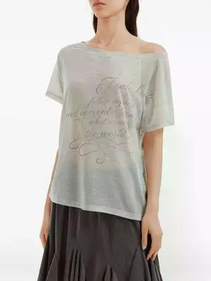 TOUT A COUP Slogan-print Off-shoulder T-shirt