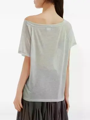 TOUT A COUP Slogan-print Off-shoulder T-shirt