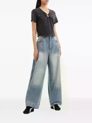 MINI CREAM Faded Wing-print Jeans