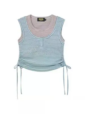 MINI CREAM Striped Drawstring Tank Top - Blue