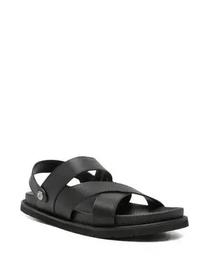 SERGIO MORETTI FIRENZE Crossover Strap Slingback Sandals - Black