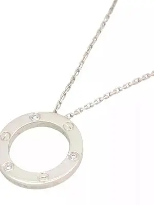 Cartier 18k White Gold Diamond Love Circle Necklace