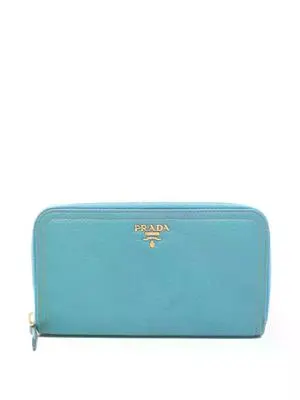 Prada 2000s Vitelo Daino-leather Zip-around Wallet - Blue