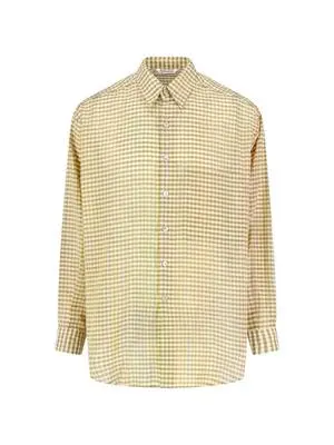Auralee Airy Gingham-check Shirt - Yellow
