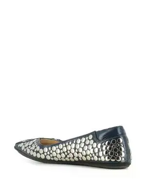 DOVE NUOTANO GLI SQUALI Stud-embellished Leather Ballet Flats - Blue