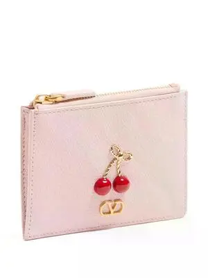 Valentino Garavani Cherryfic Grainy Calfskin Cardholder - Pink