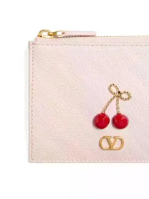 Valentino Garavani Cherryfic Grainy Calfskin Cardholder - Pink