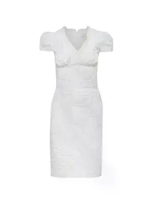 SHUSHU/TONG Crinkled Sweetheart Neckline Puff Sleeve Dress