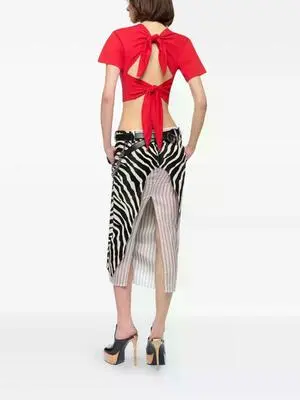 Attico Cut-out Tie-fastening T-shirt - Red