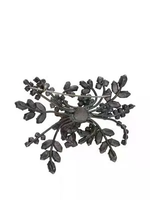 Vintage Crystal-embellished Floral Brooch - Silver