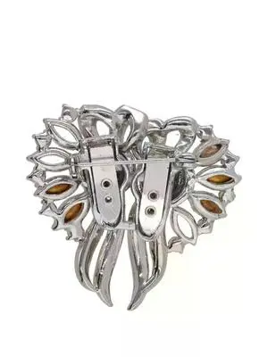 Vintage Crystal-embellished Floral-motif Brooch