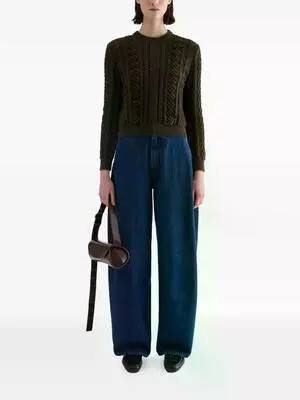JIL SANDER Long Sleeve Crew Neck Sweater - Green
