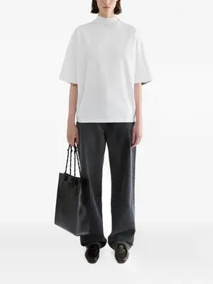 JIL SANDER Mock Neck Boxy-fit T-shirt - White