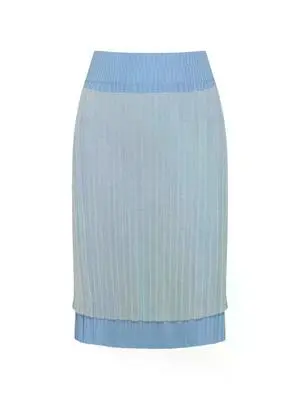 JUUKIFF Layered-effect Ribbed-knit Skirt - Blue