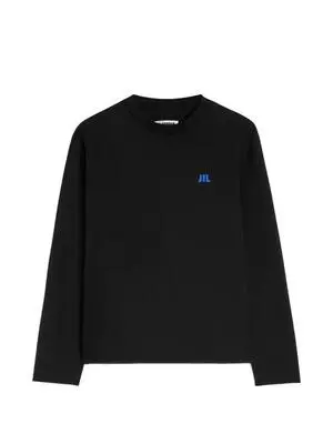JIL SANDER Logo Embroidered Long Sleeve T-shirt - Black
