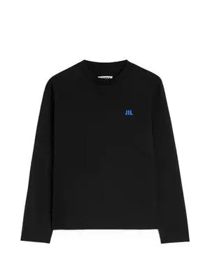 JIL SANDER Logo Embroidered Long Sleeve T-shirt - Black
