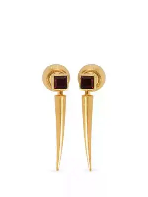 JIL SANDER Garnet Embellished Pointed Earrings