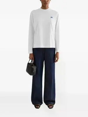 JIL SANDER Logo-embroidered Long-sleeved T-shirt - White