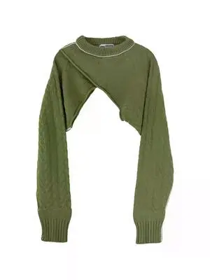 SONIA CARRASCO Cable Knit Cropped Sweater