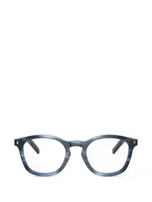 Prada Logo-engraved Round-frame Glasses - Blue